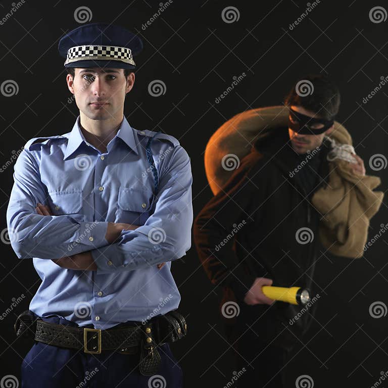 Policeman and Thief. Robbery Scene. Stock Image - Image of caucasian ...