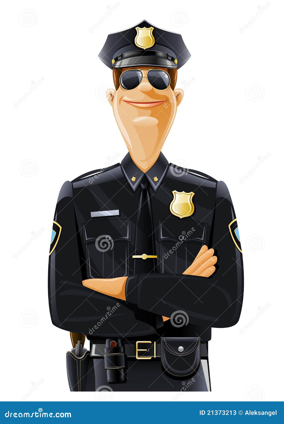 Policeman in Uniform and Goggles Stock Vector - Illustration of ...