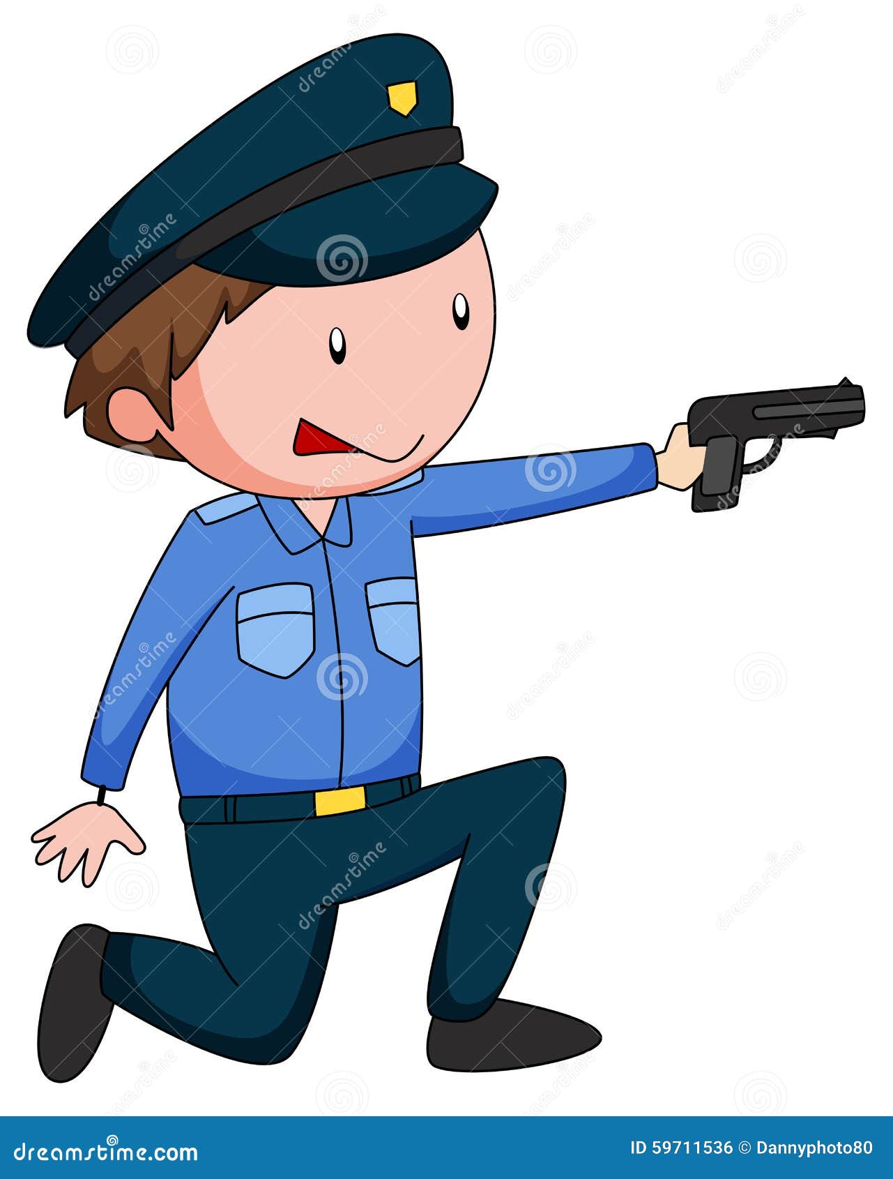Policeman in Uniform Shooting a Gun Stock Vector - Illustration of ...