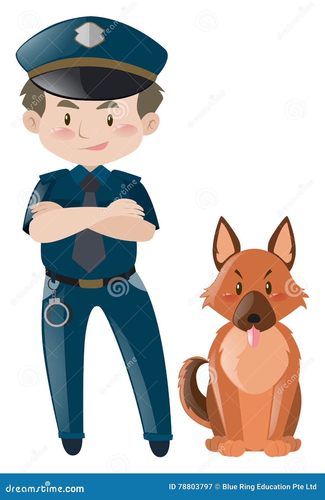 Policeman in Uniform Standing with Dog Stock Vector - Illustration of ...