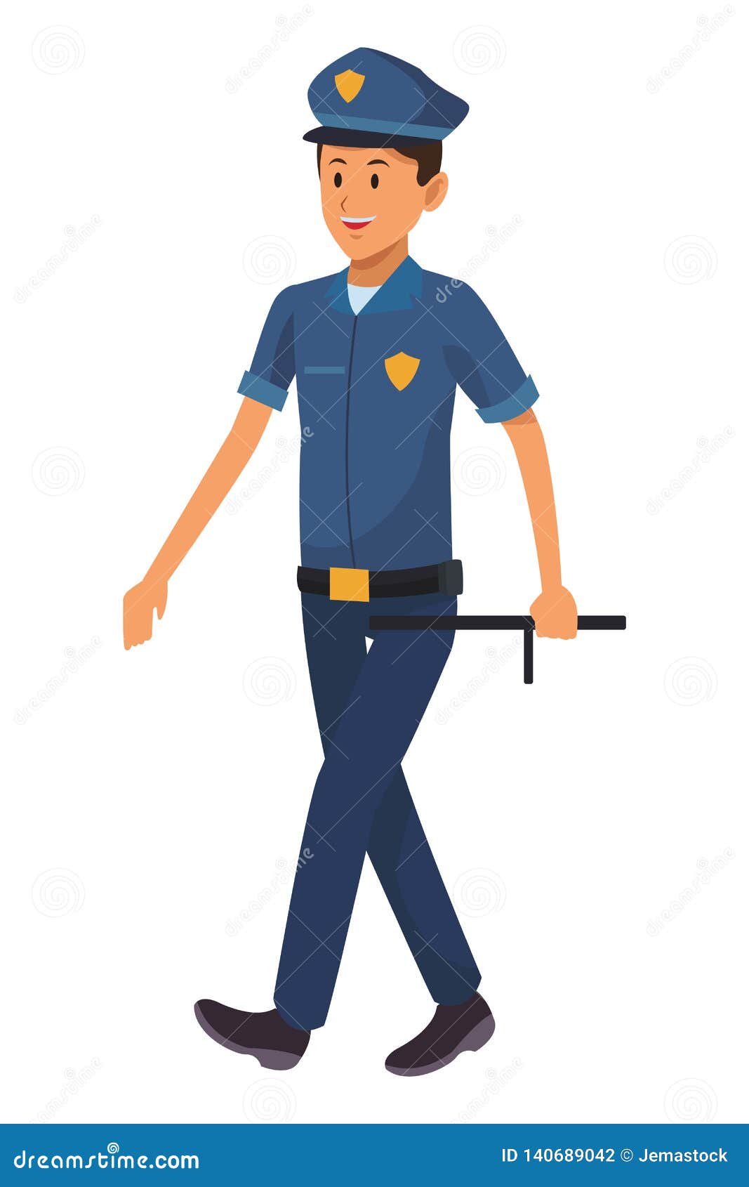 Policeman with uniform stock vector. Illustration of action - 140689042