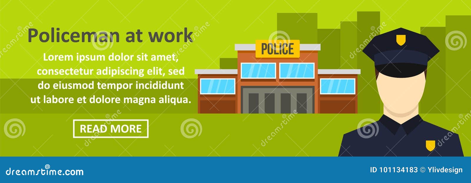 Policeman at Work Banner Horizontal Concept Stock Vector - Illustration ...