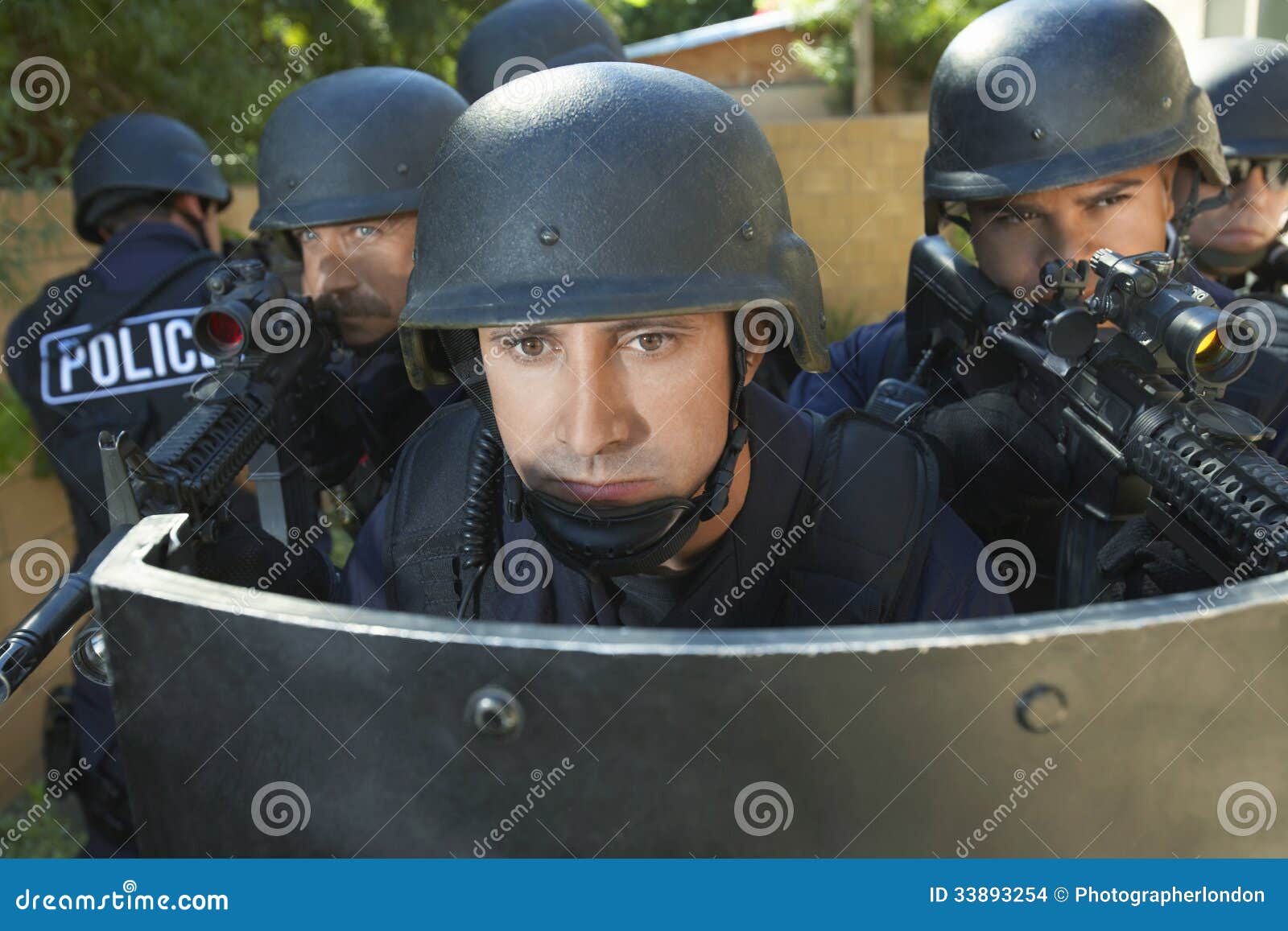 Policemen With Guns And Shield Royalty-Free Stock Photography ...