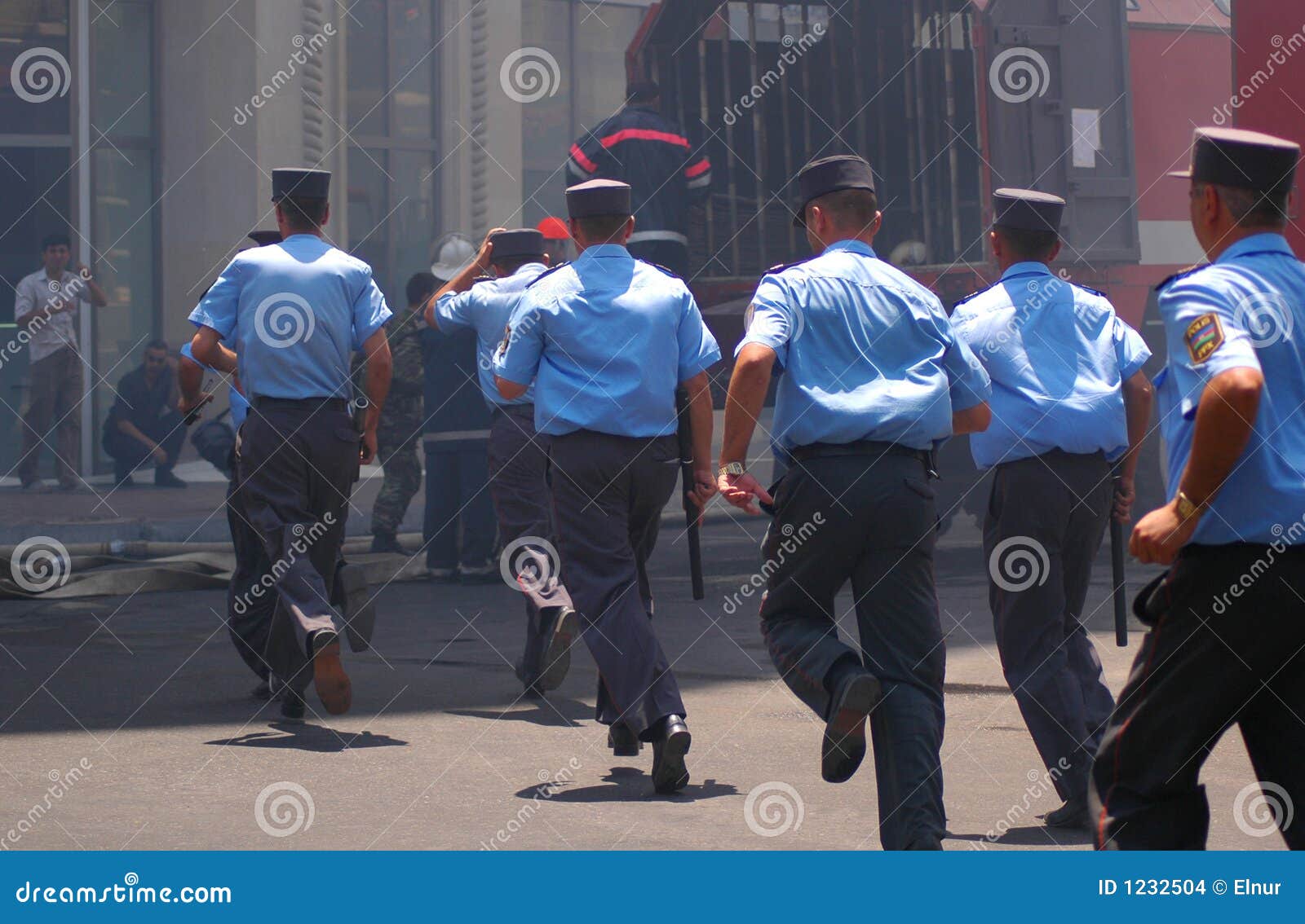 Policemen with batons stock photo. Image of demonstration - 1232504