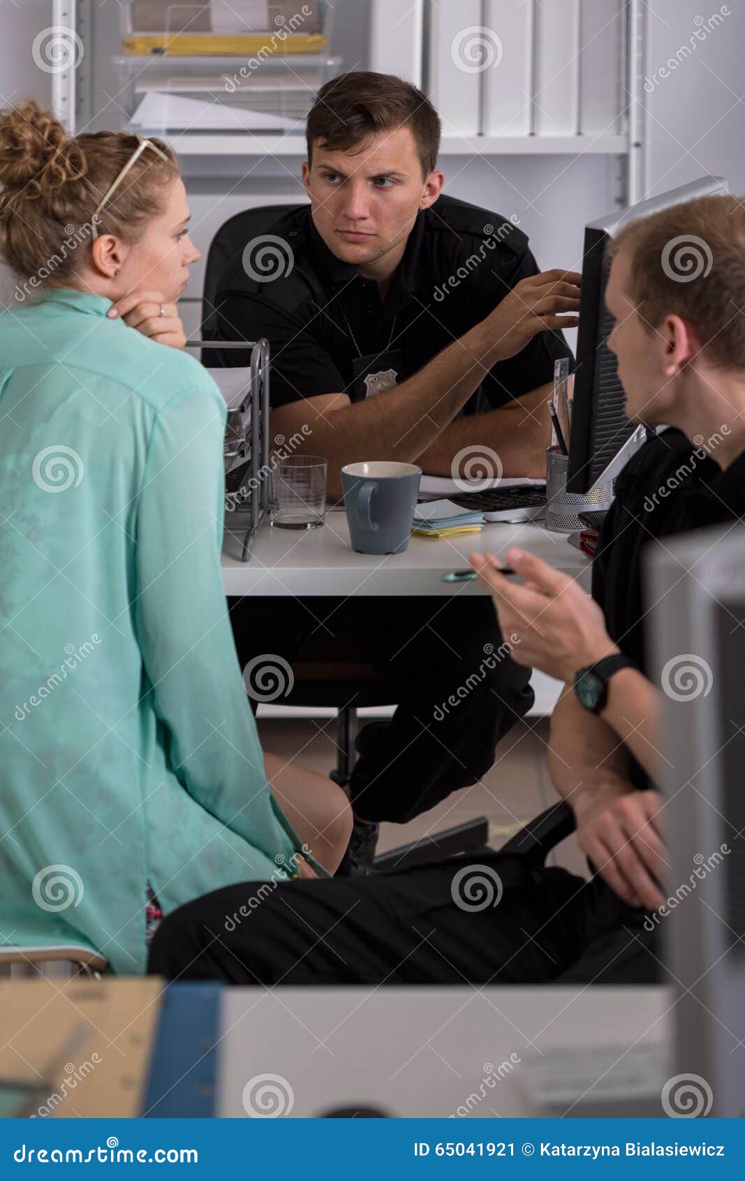 Policemen Working in the Office Stock Image - Image of occupation ...