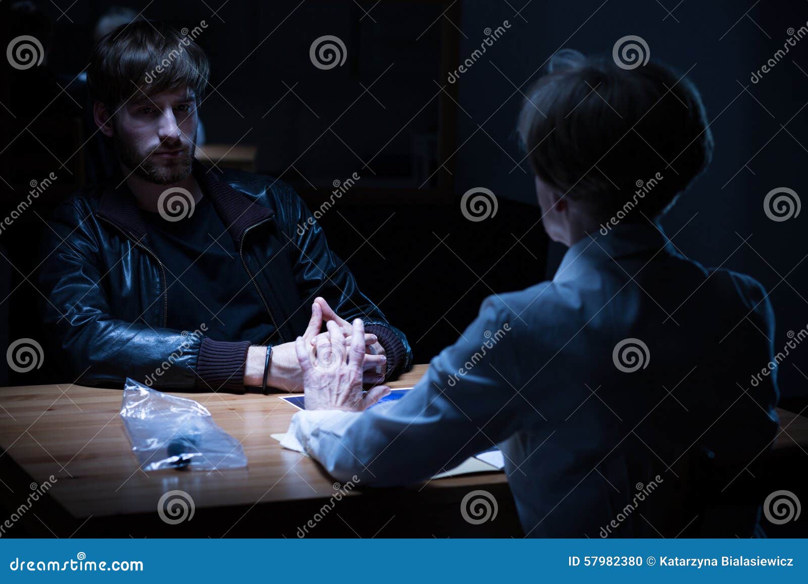 Policewoman Interrogating Young Criminal Stock Photo - Image of guilty ...
