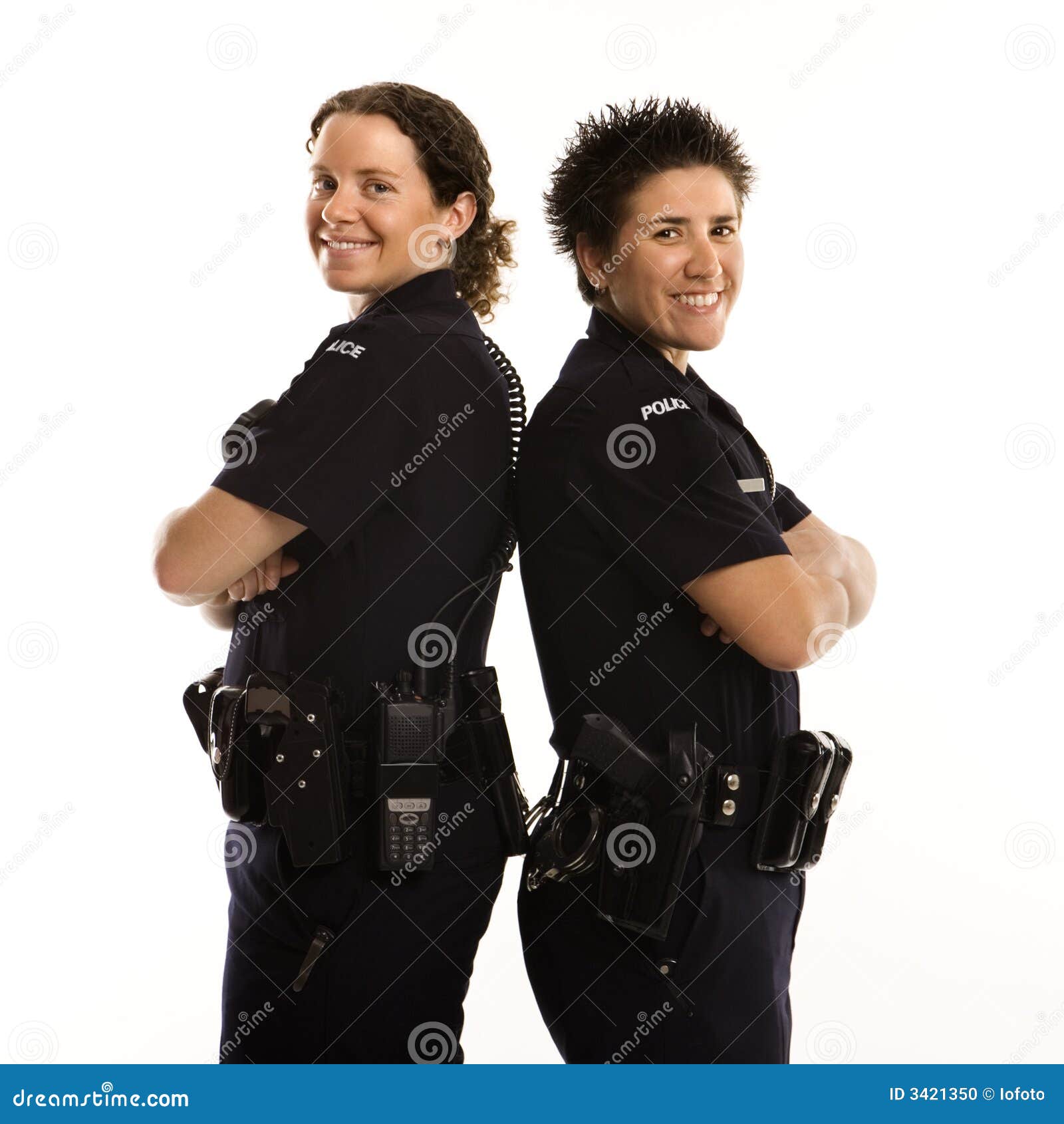 Policewomen back to back. stock photo. Image of colour - 3421350