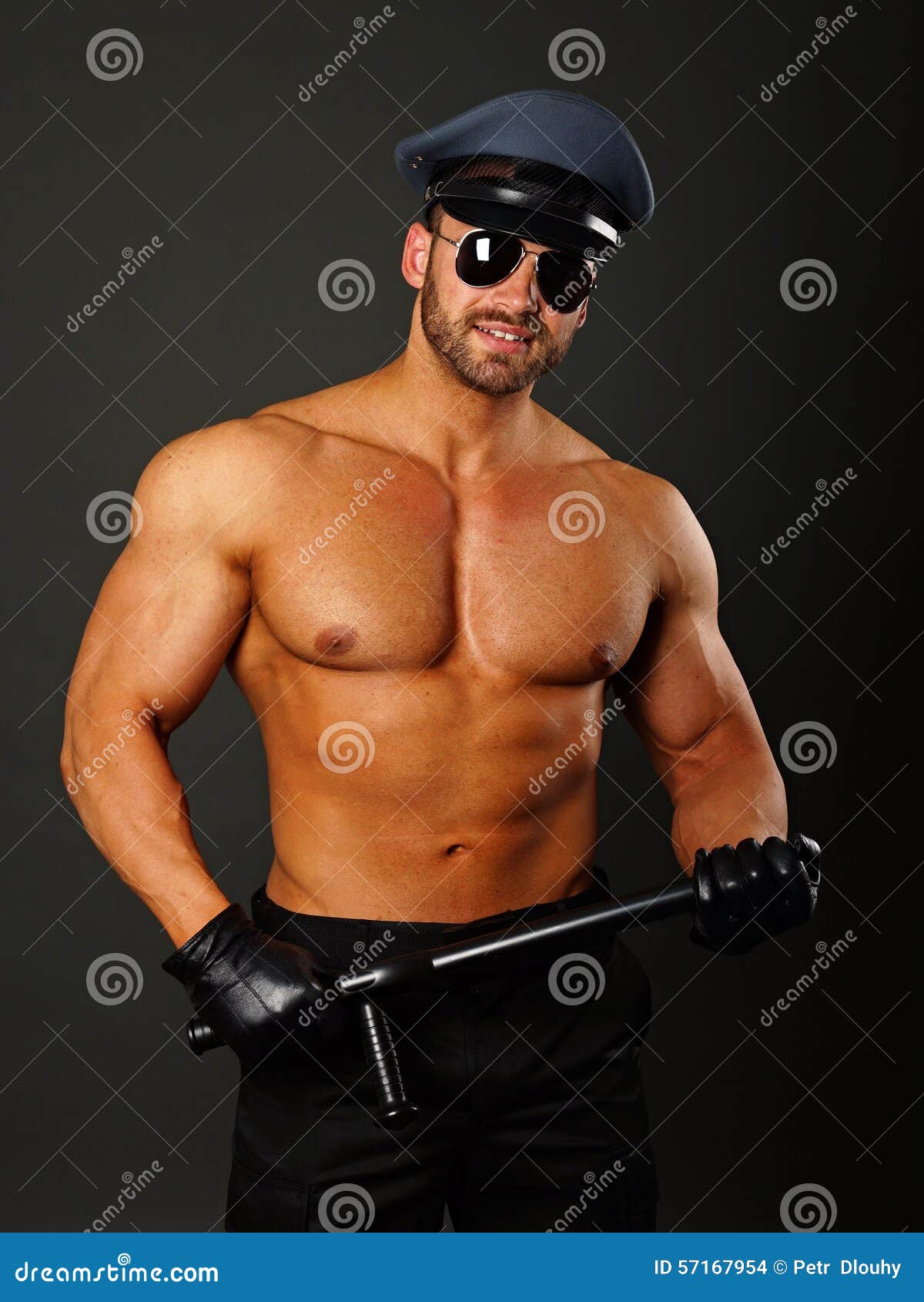 Policier Musculaire Avec La Matraque Photo stock - Image of police ...