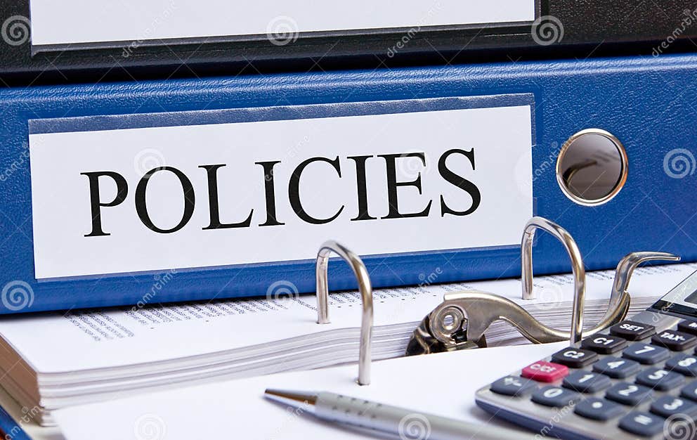 Policies - Blue Binder with Text in the Office Stock Photo - Image of ...