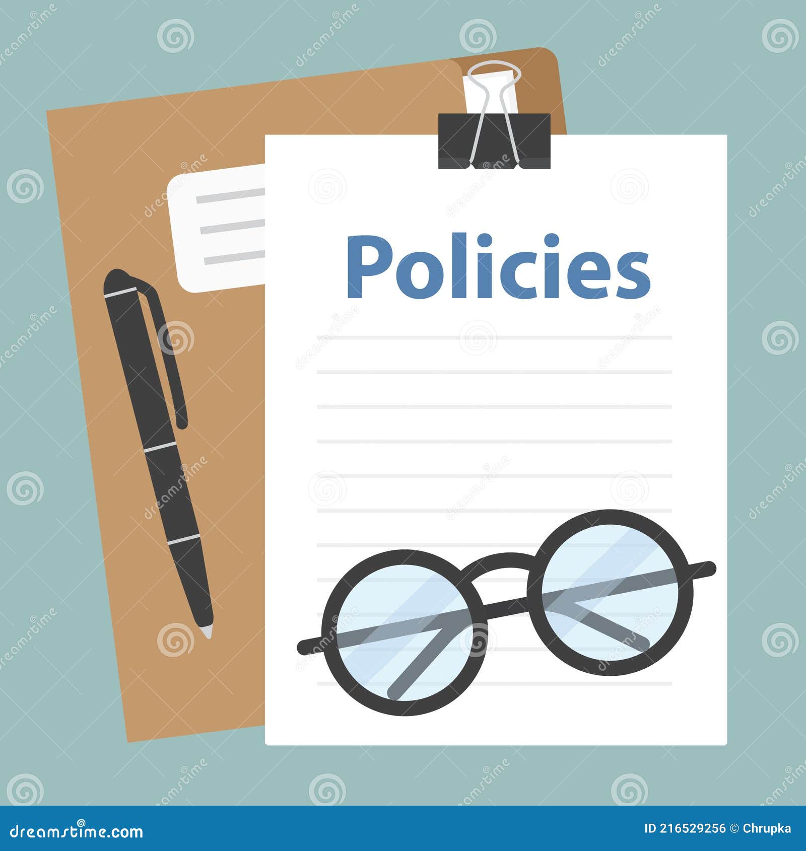 Policies Document Text, Flat Lay Composition Stock Vector ...