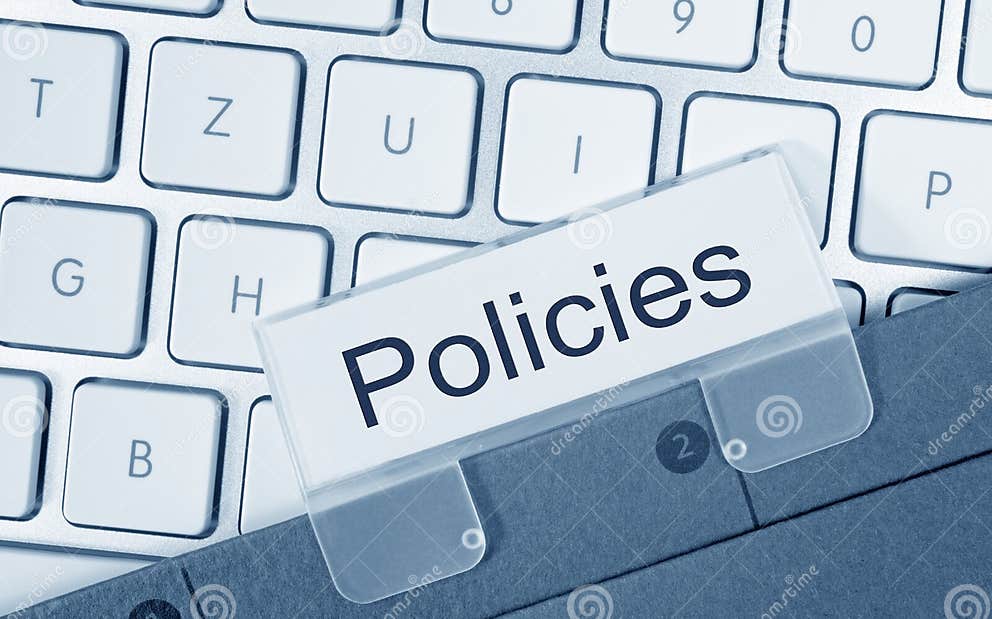 Policies Folder on Computer Keyboard Stock Photo - Image of binder ...