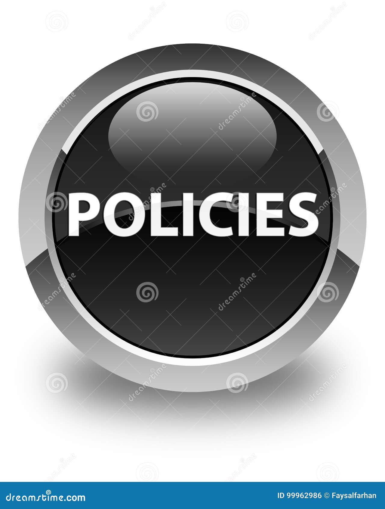 Policies Glossy Black Round Button Stock Illustration - Illustration of ...
