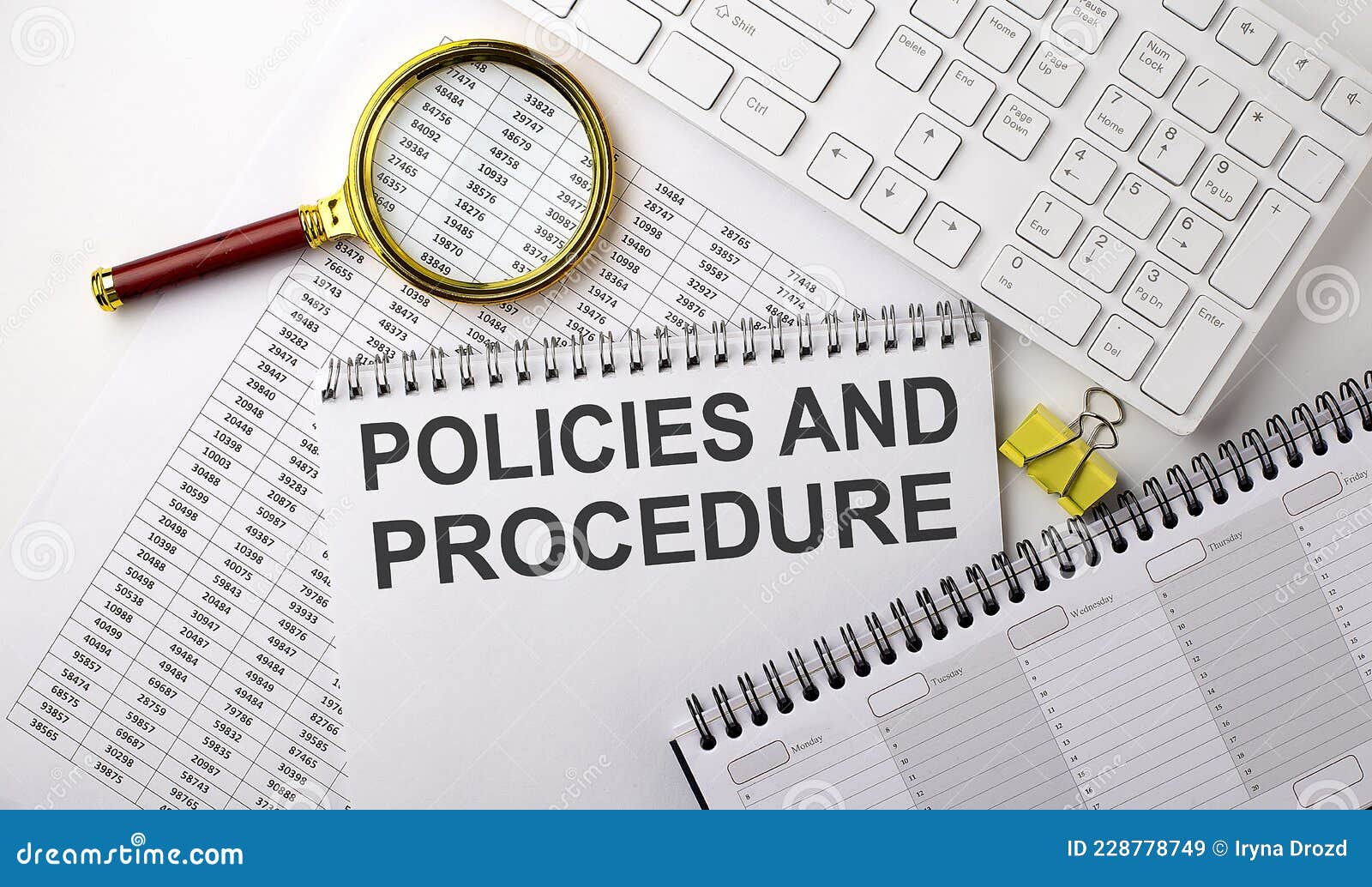 POLICIES and PROCEDURE Text Written on a Notebook on Chart with ...