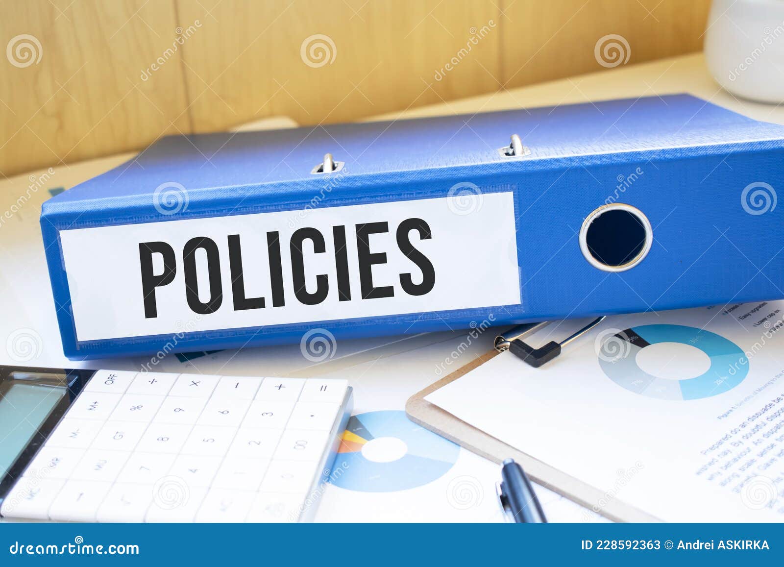 Policies Words on Labels with Document Binders Stock Image - Image of ...