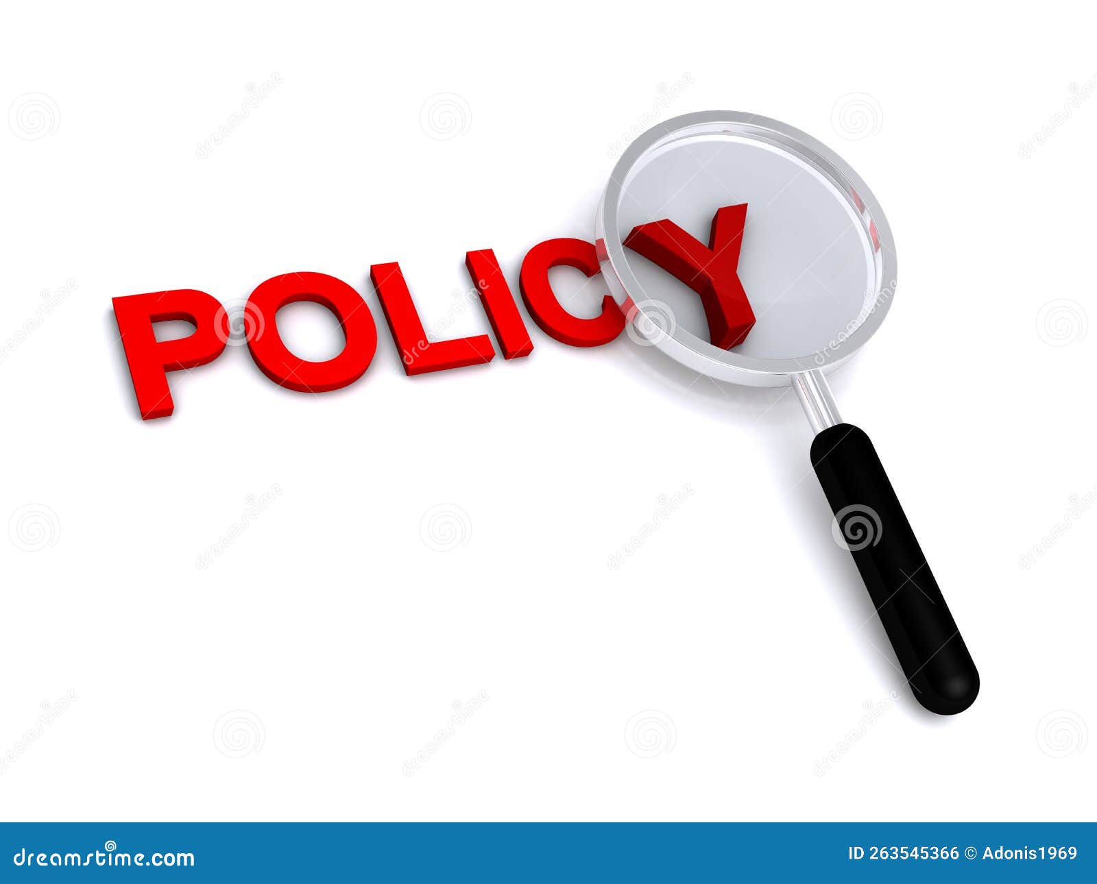 Policy with Magnifying Glass on White Stock Illustration - Illustration ...