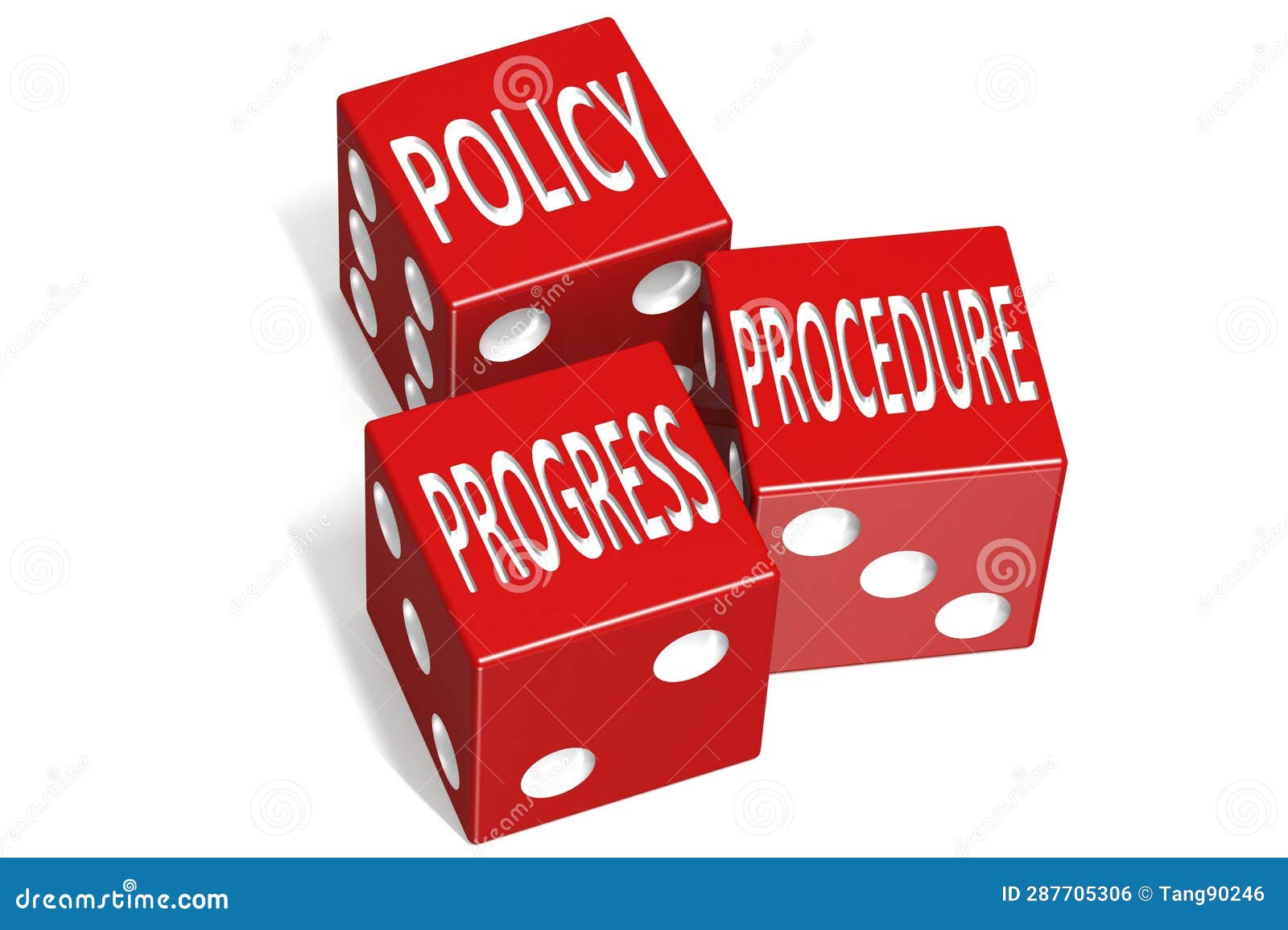 Policy, Progress and Procedure Word on Red Dices Stock Illustration - Illustration of clear ...