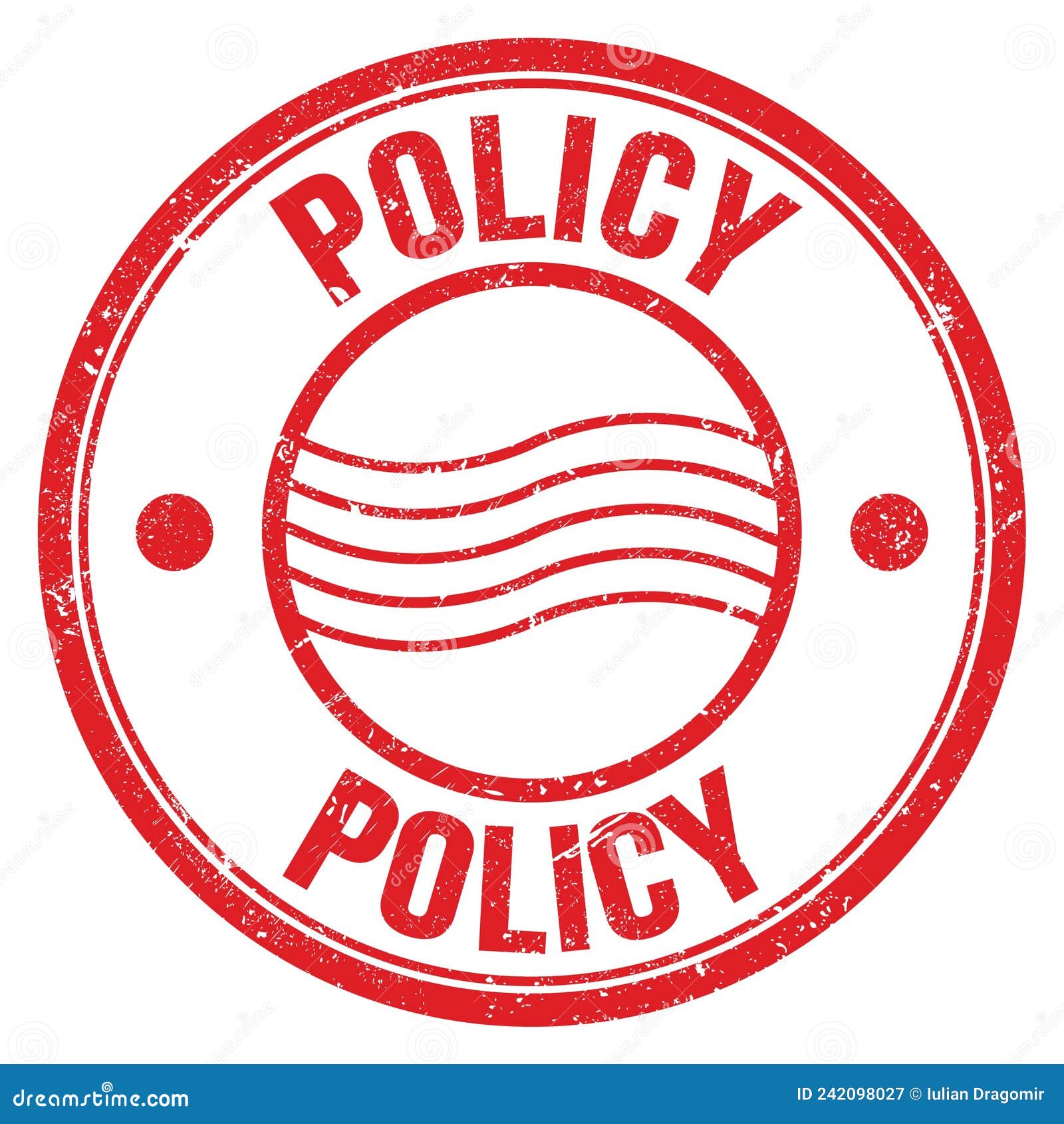 POLICY Text Written on Red Round Postal Stamp Sign Stock Illustration ...