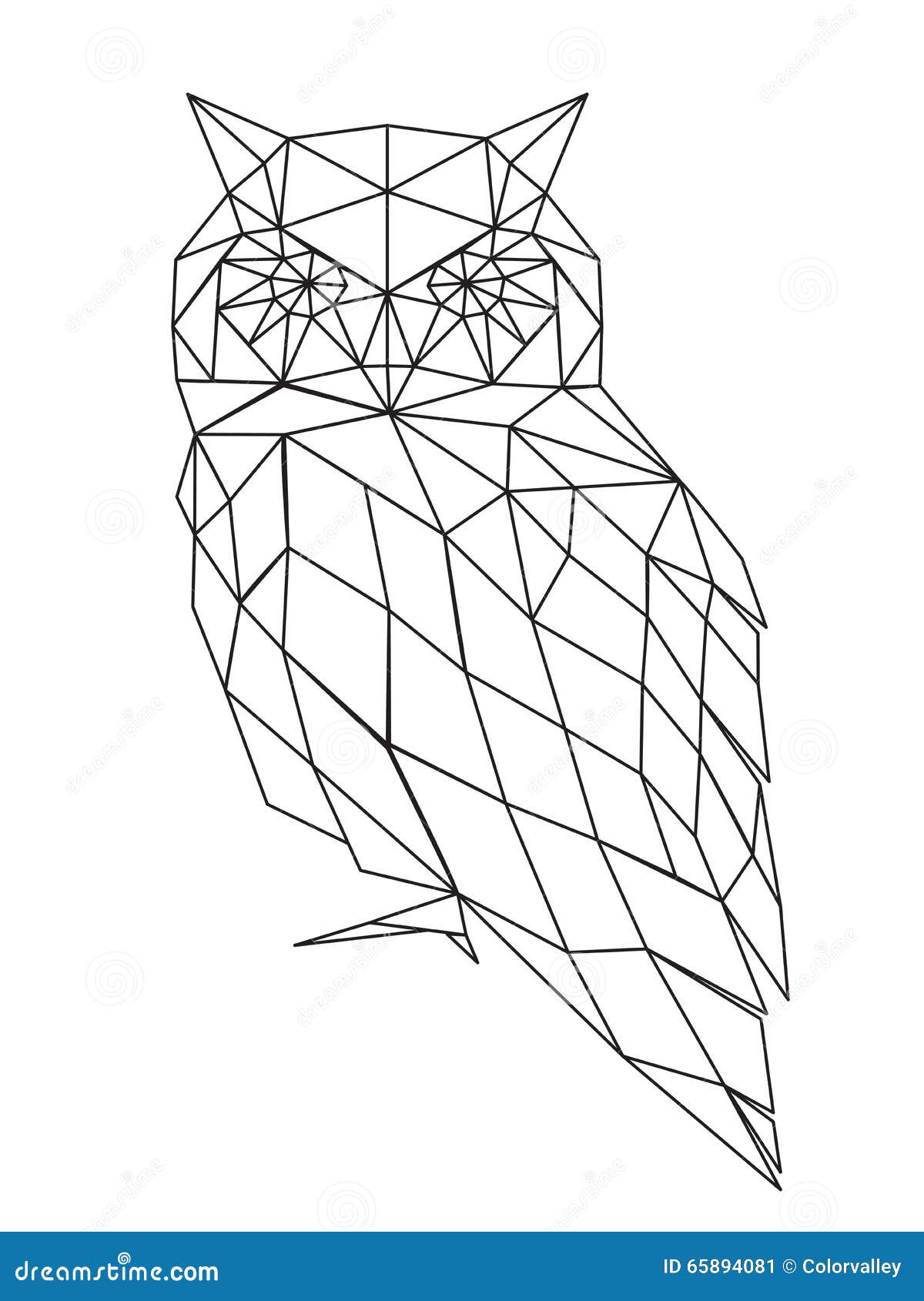 Poligonal owl silhouette. stock vector. Illustration of animal - 65894081