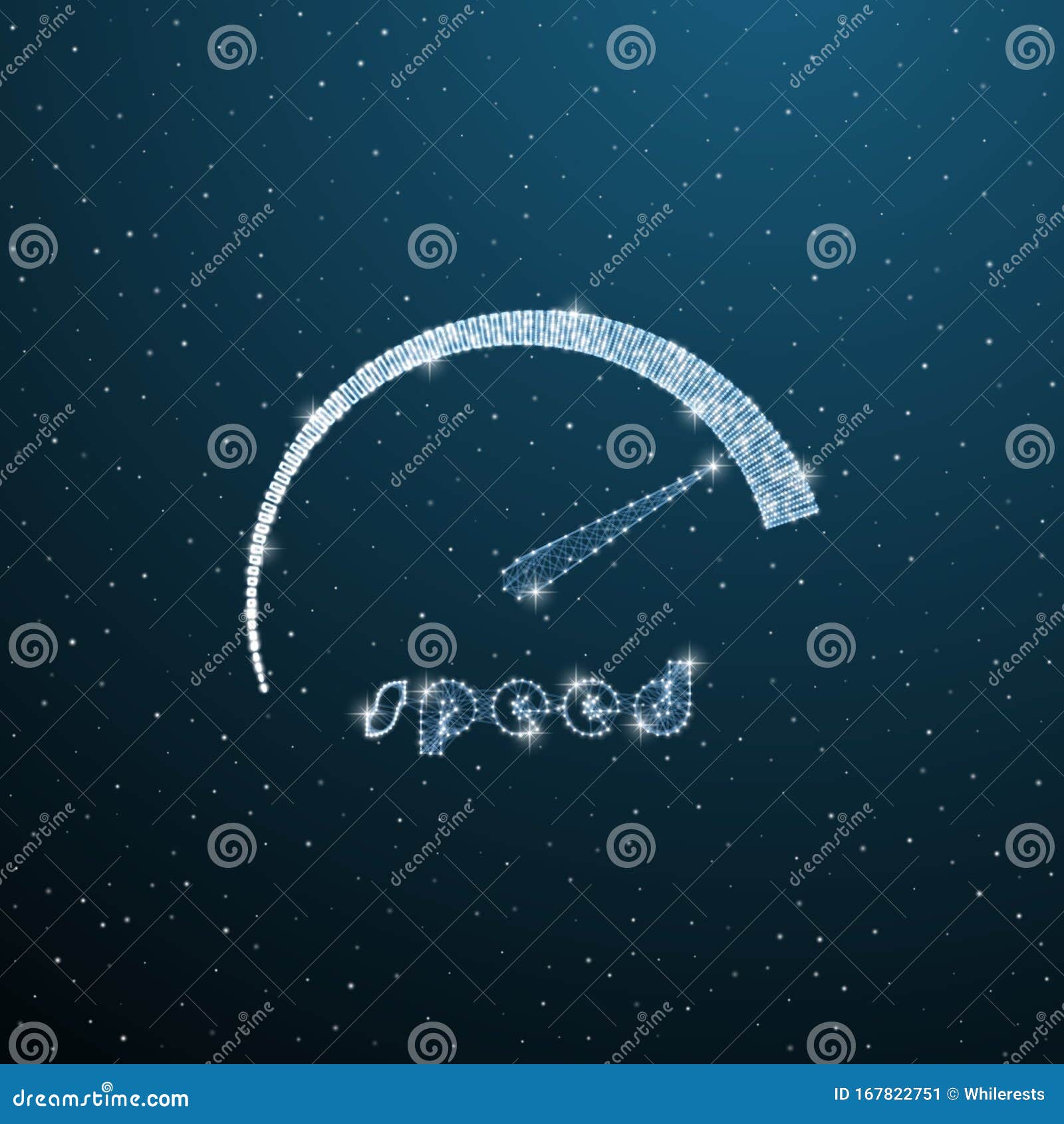 Poligonal Speedometer Icon. Mesh Speed Measurement Interface with Dots ...