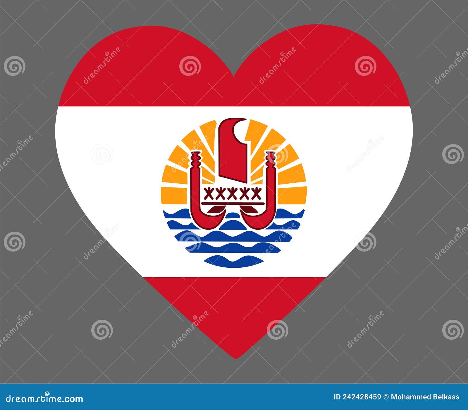 French Polynesia Flag National Oceania Emblem Heart Icon Vector Stock ...