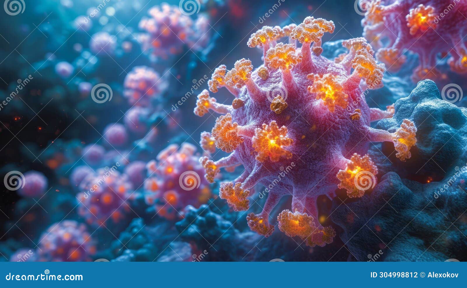 Poliovirus Under a Microscope AI Generated Stock Illustration ...