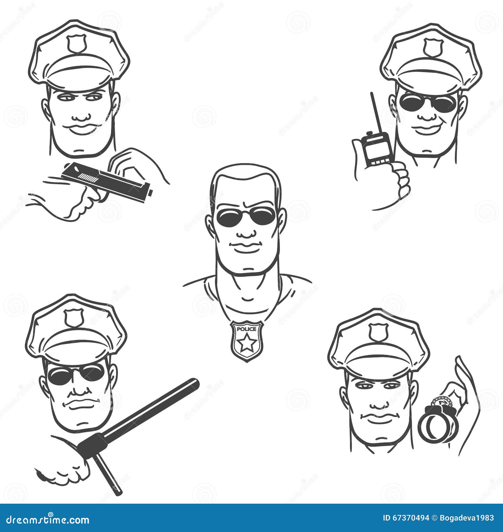 Polis Emblem Set vektor illustrationer. Illustration av patrull - 67370494