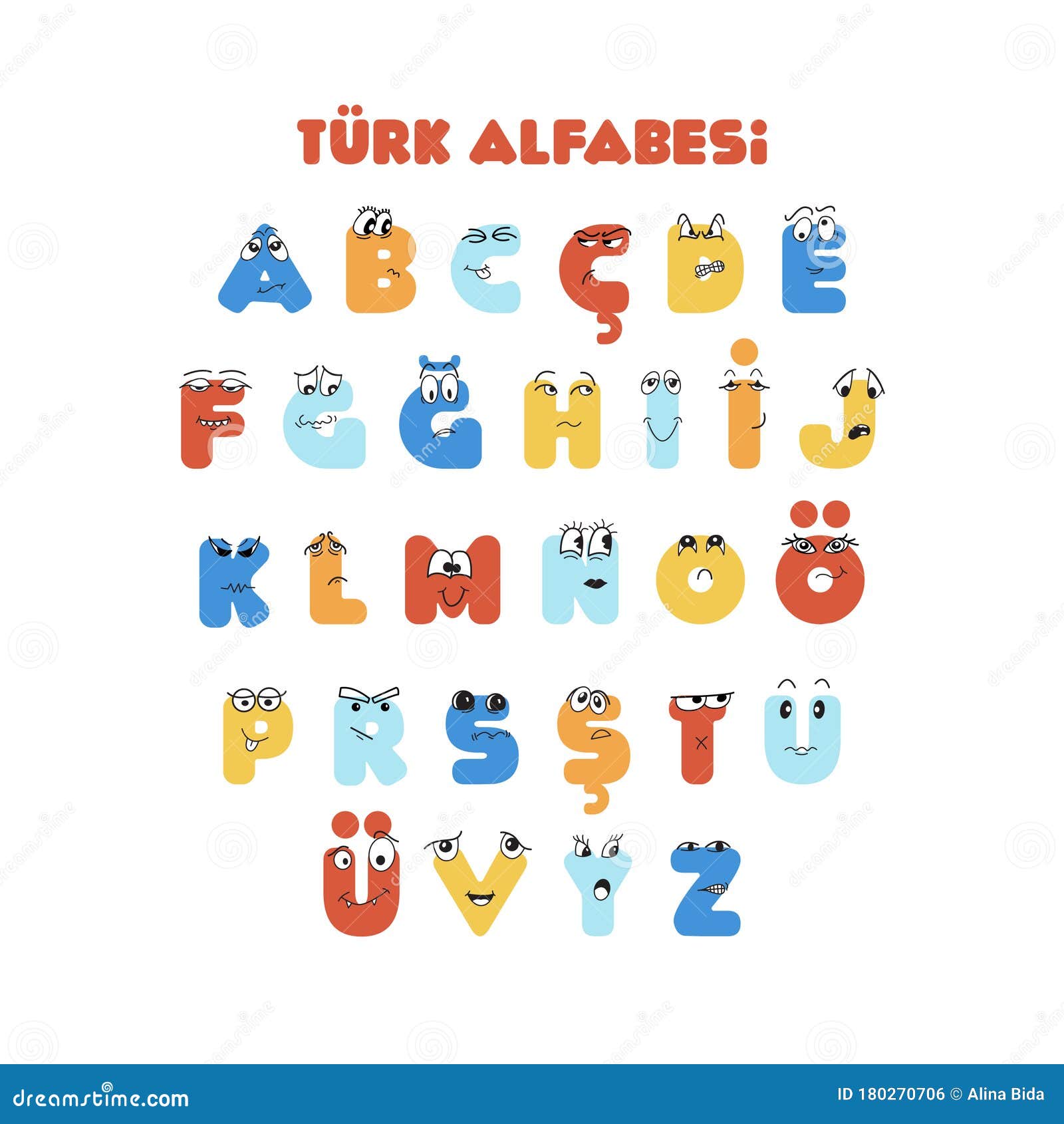 Turkish Colorful Alphabet for Kids Stock Vector - Illustration of ...