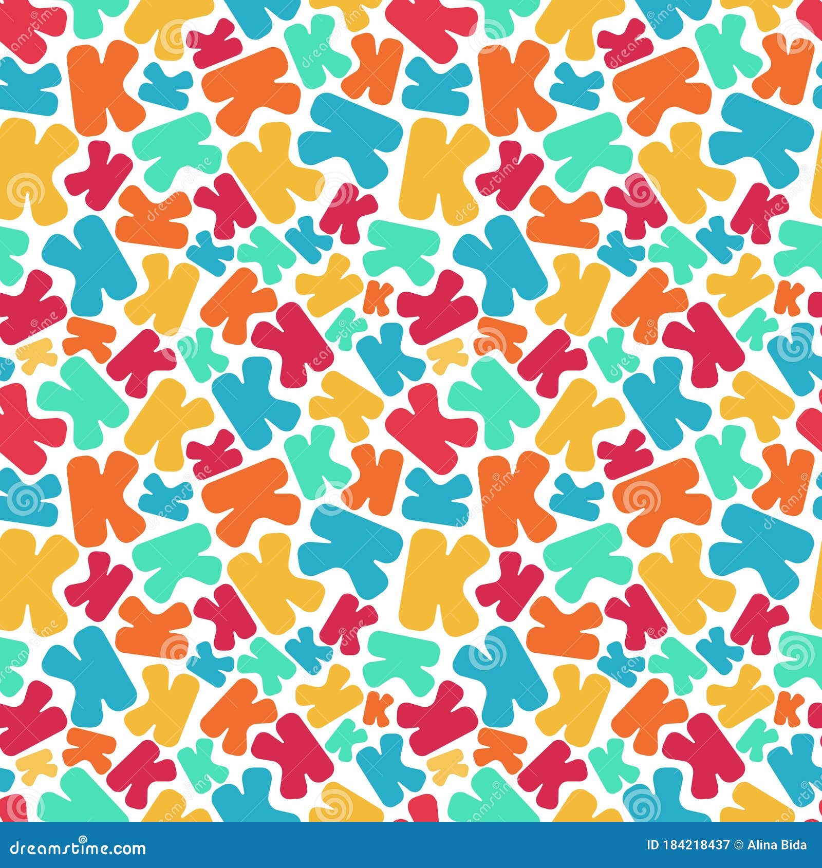 Letter K Mosaic, Kaleidoscopic Colorful Seamless Pattern for Kids ...