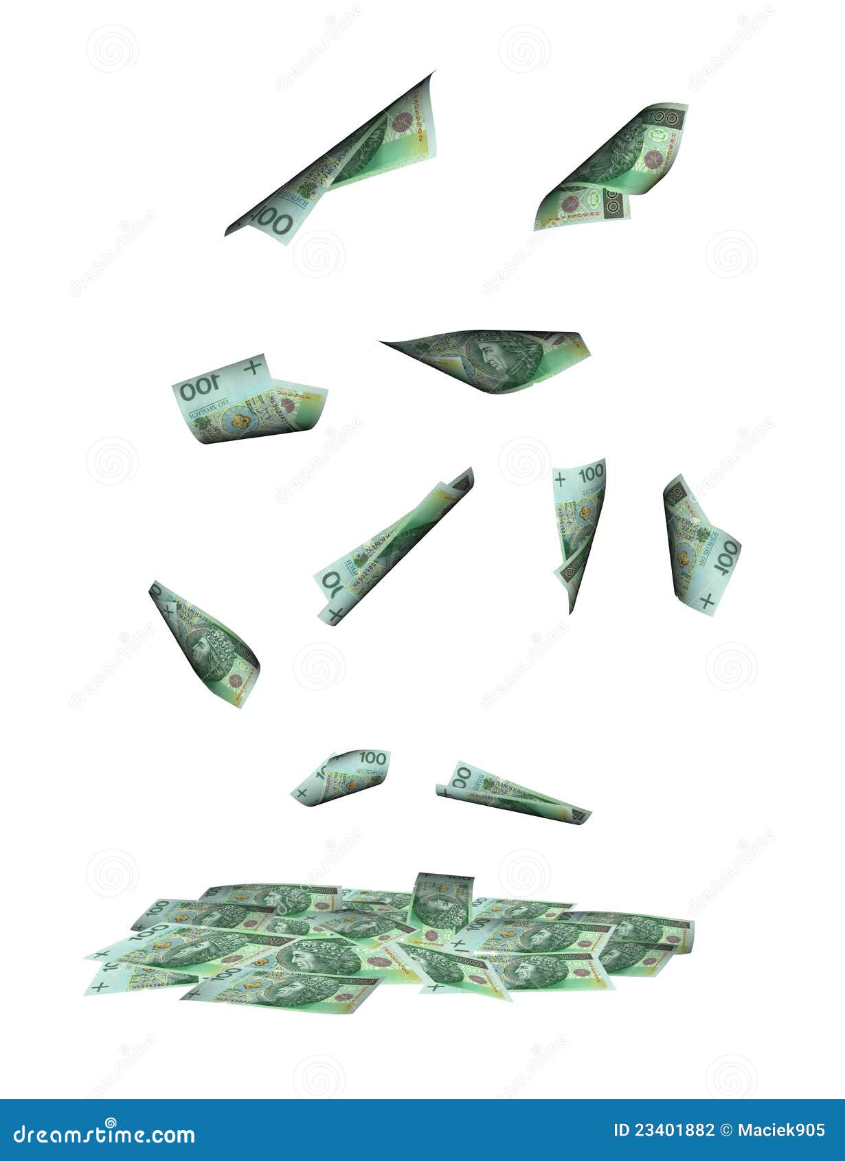 Polish bank notes falling stock illustration. Illustration of financial ...