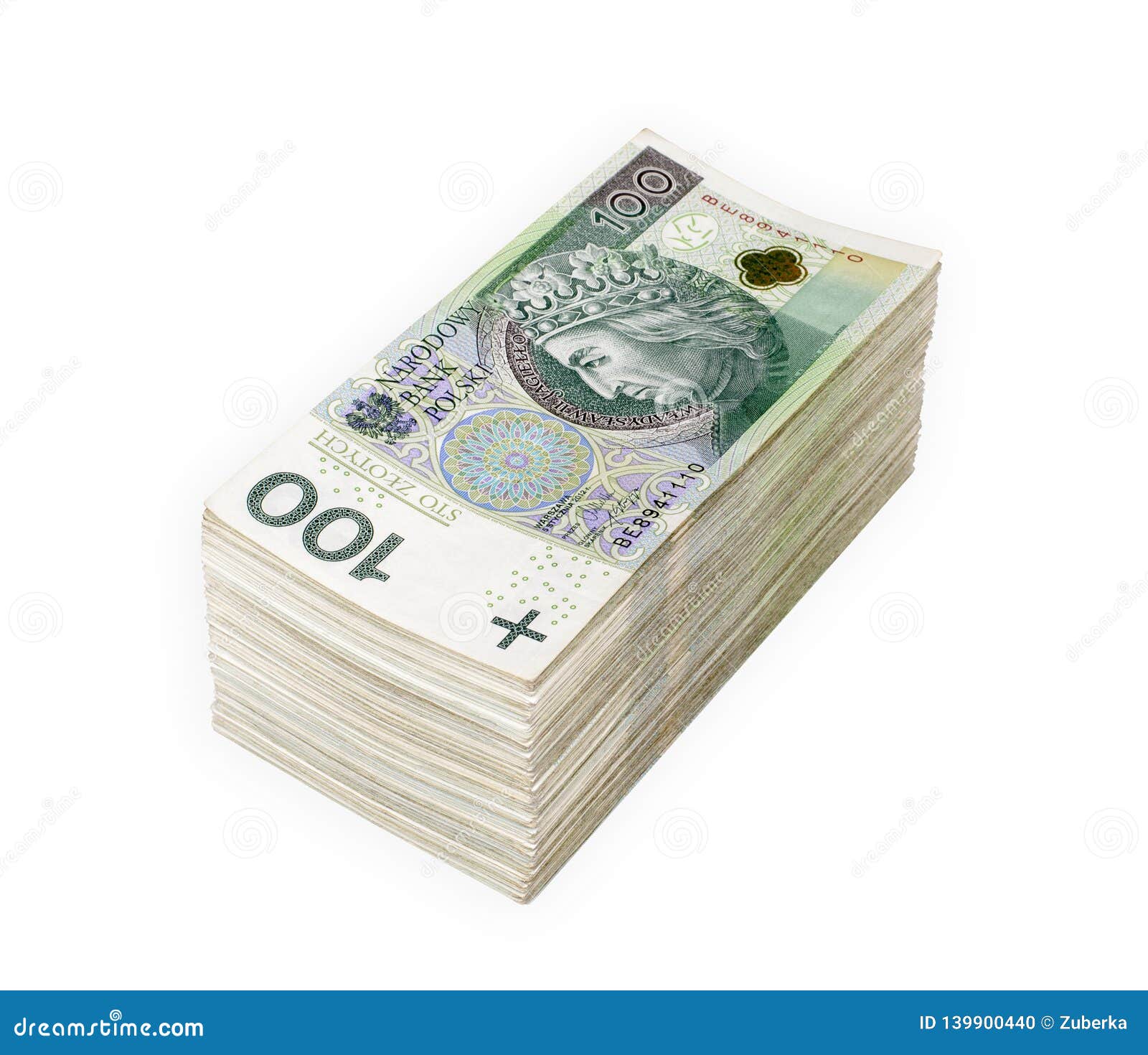 Polish Banknotes Bundle Isolated Stock Photo - Image of europe, macro ...