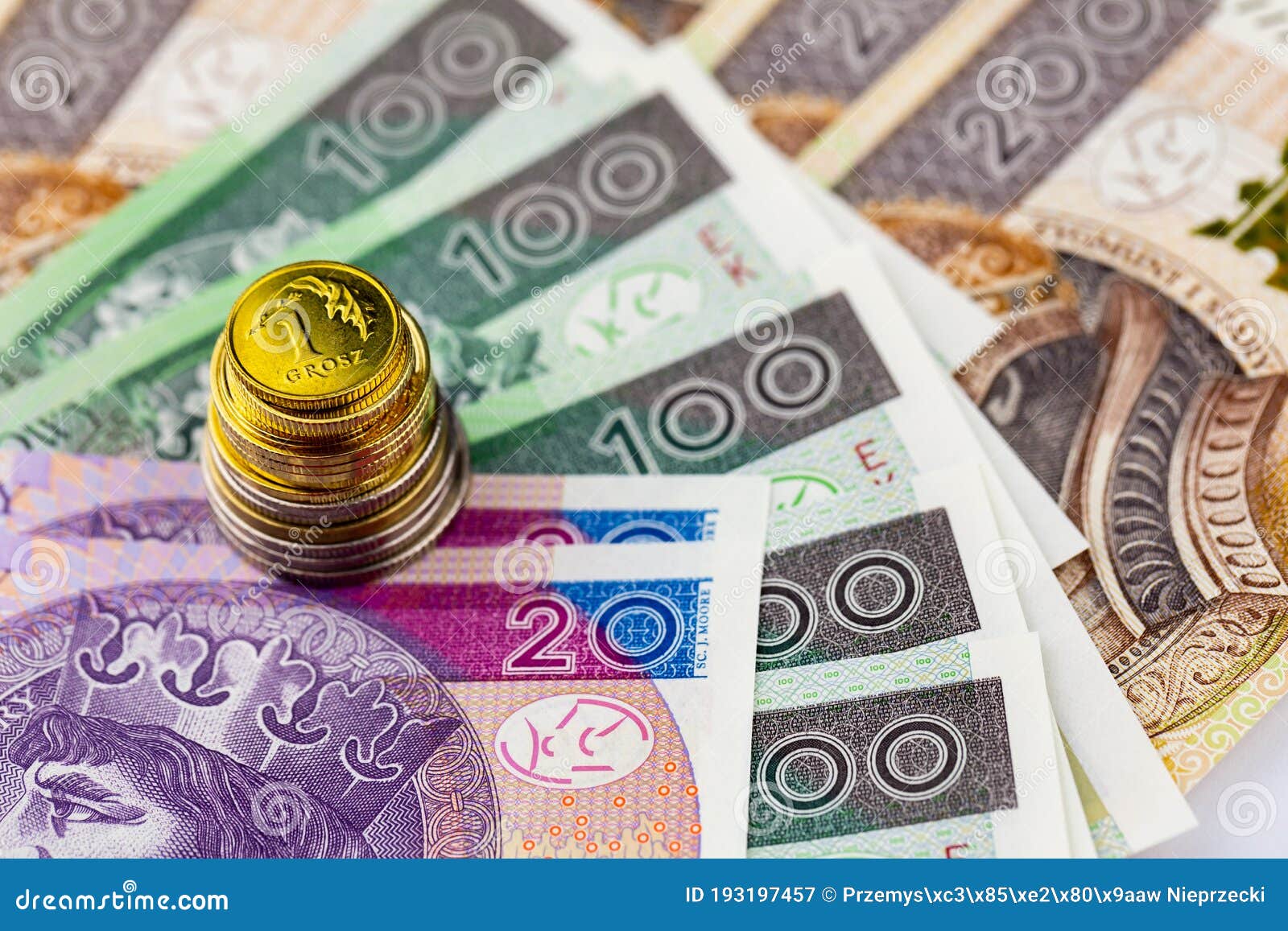 Several Examples of Polish Bank Notes and Coins Stock Image - Image of ...