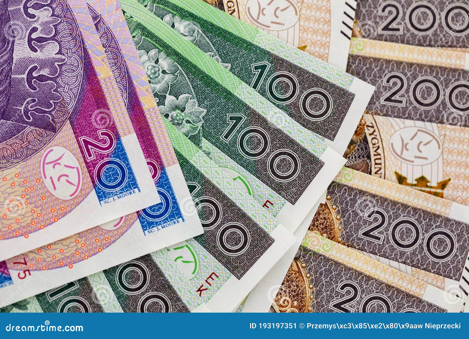 Several Examples of Polish Bank Notes Stock Image - Image of cashback ...