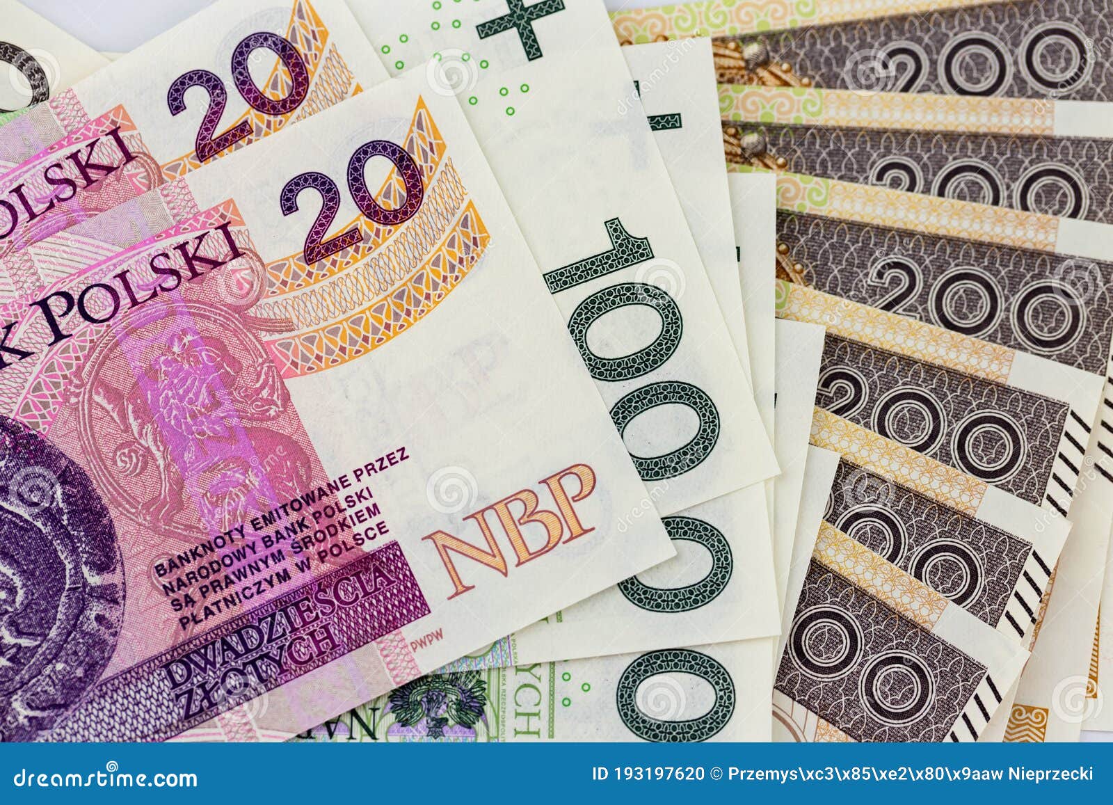 Several Examples of Polish Bank Notes Stock Photo - Image of banknotes ...
