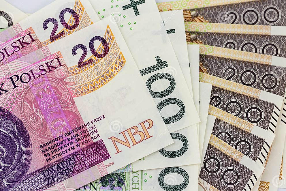 Several Examples of Polish Bank Notes Stock Photo - Image of banknotes ...