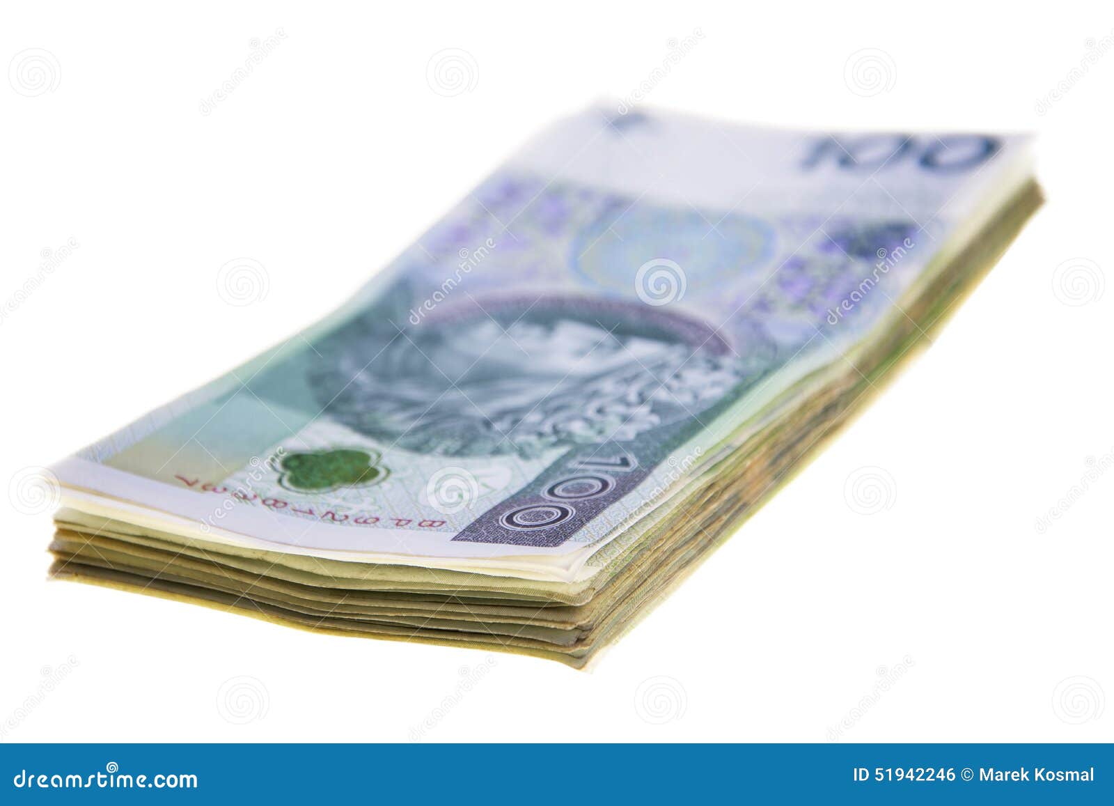 Polish Banknotes Stacked Isolated on White Background Stock Photo ...