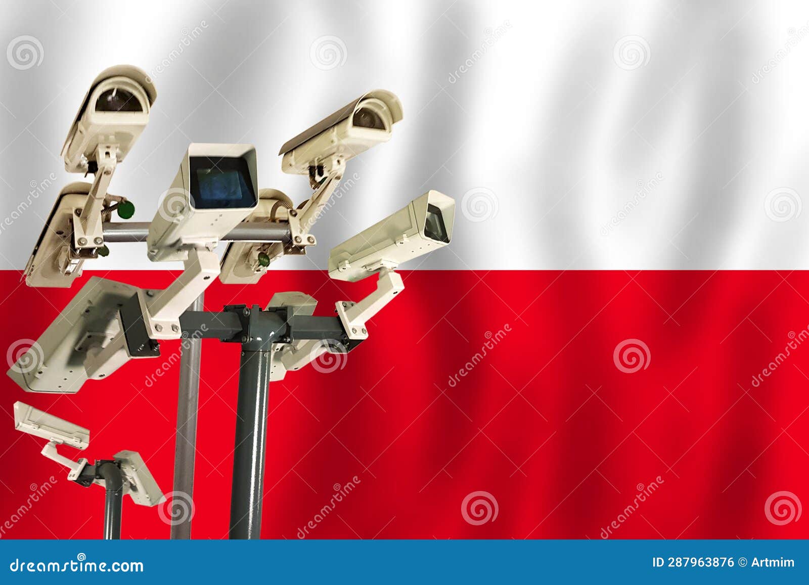 Polish CCTV Camera on the Flag of Poland Surveillance, Security ...