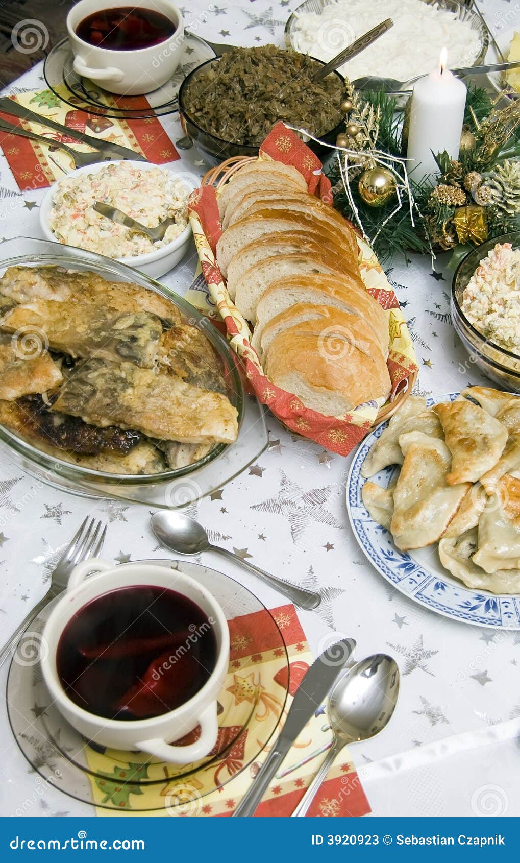 Polish Christmas table stock image. Image of polish, barshch - 3920923