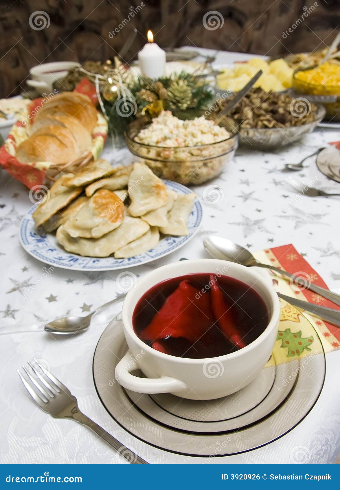 Polish Christmas table stock photo. Image of barshch, setting - 3920926