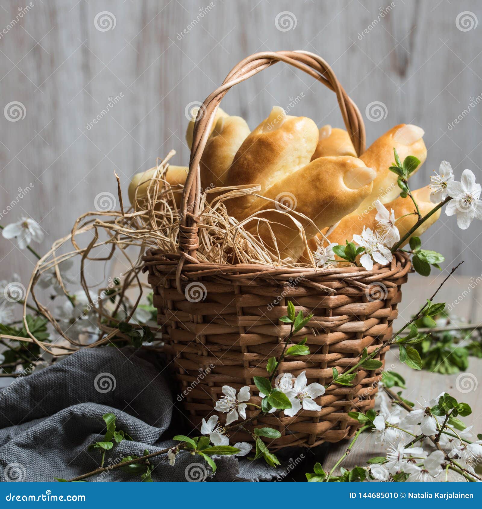 Polish Easter Cakes. Paws of a Stork in a Wicker Basket Stock Photo ...