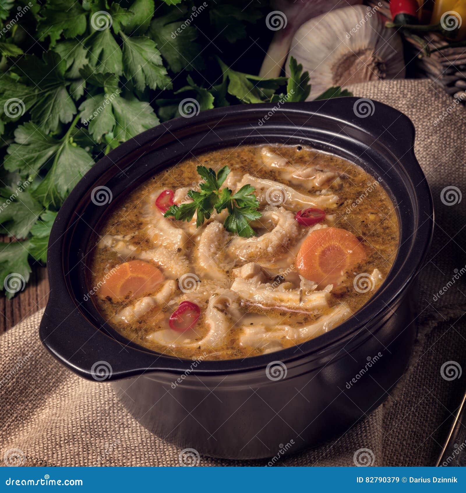 Polish Flaczki stock image. Image of napkin, cooked, cloth - 82790379