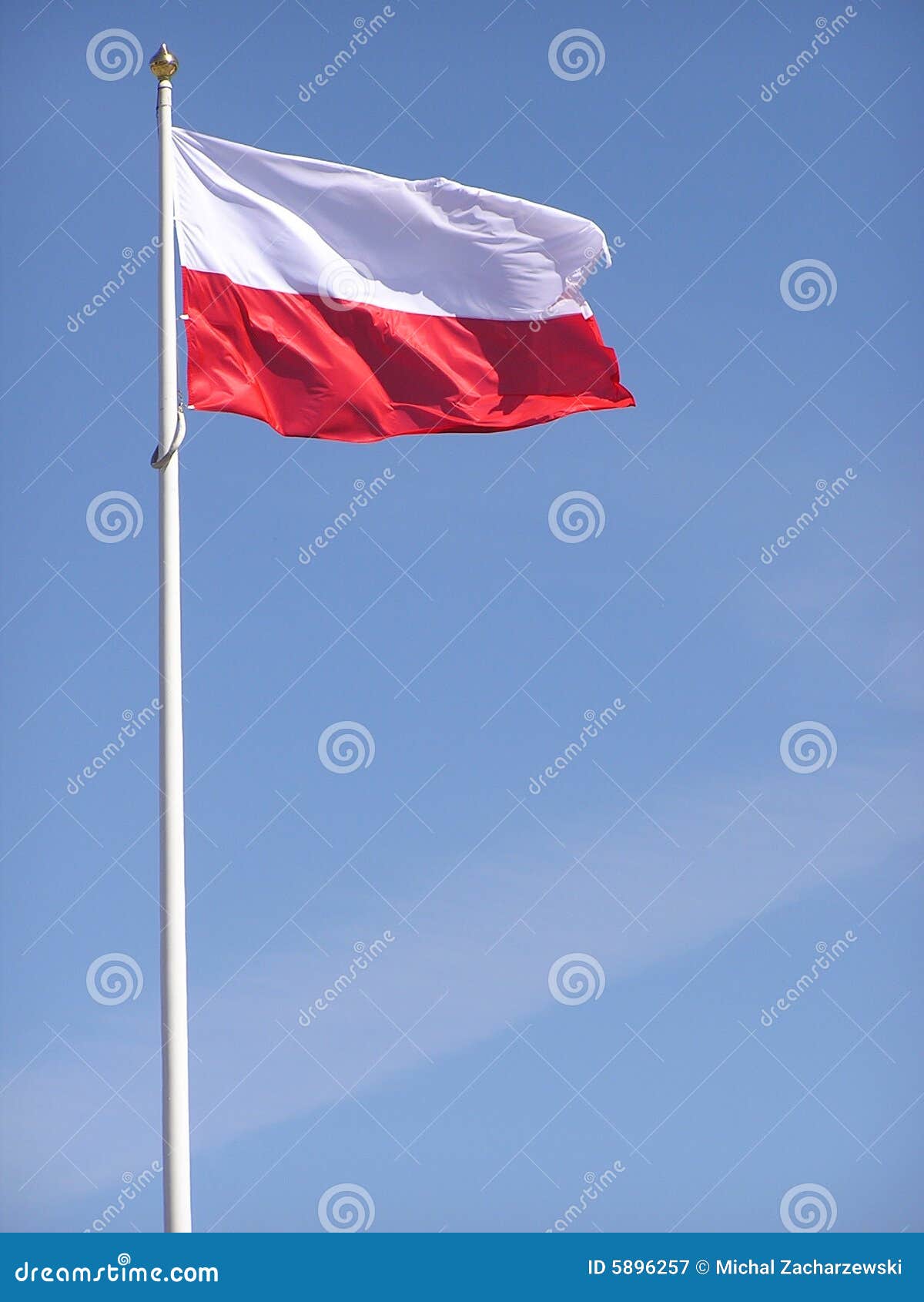Polish Flag Waving While Sailing On A Yacht In The North Sea Royalty ...