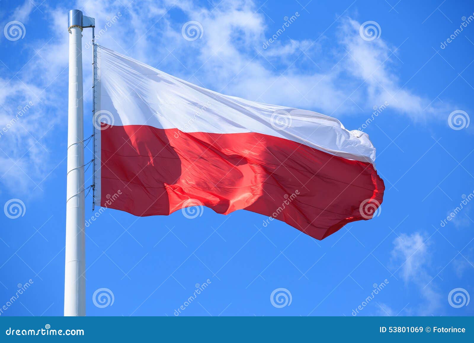Polish Flag Waving While Sailing On A Yacht In The North Sea Royalty ...