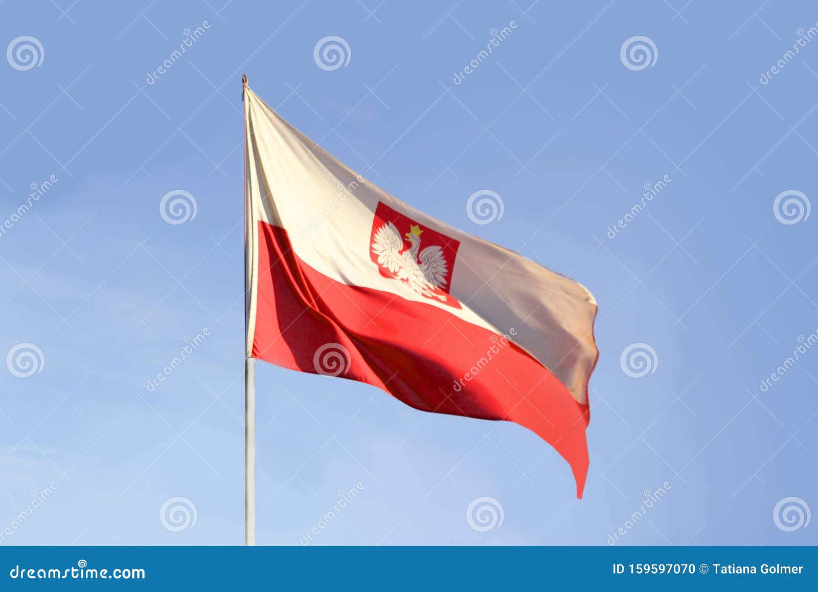 Polish Flag Waving While Sailing On A Yacht In The North Sea Royalty ...