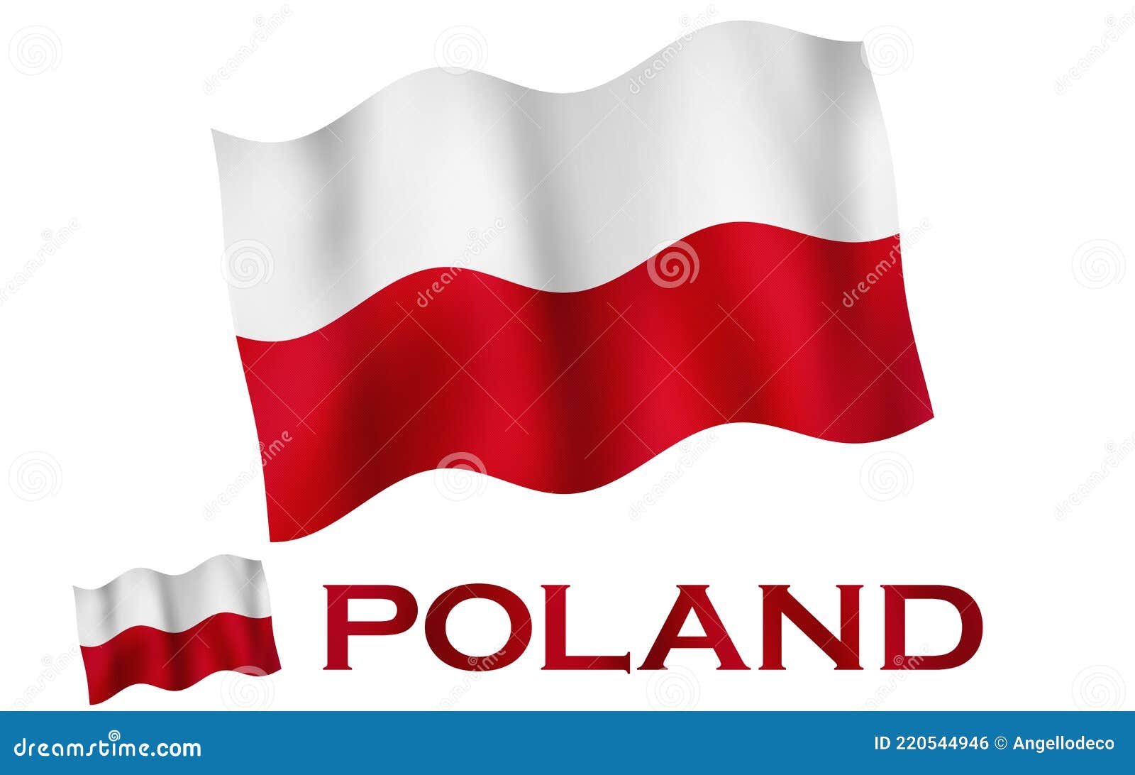Polish Flag Illustration with Poland Text and White Space Stock ...