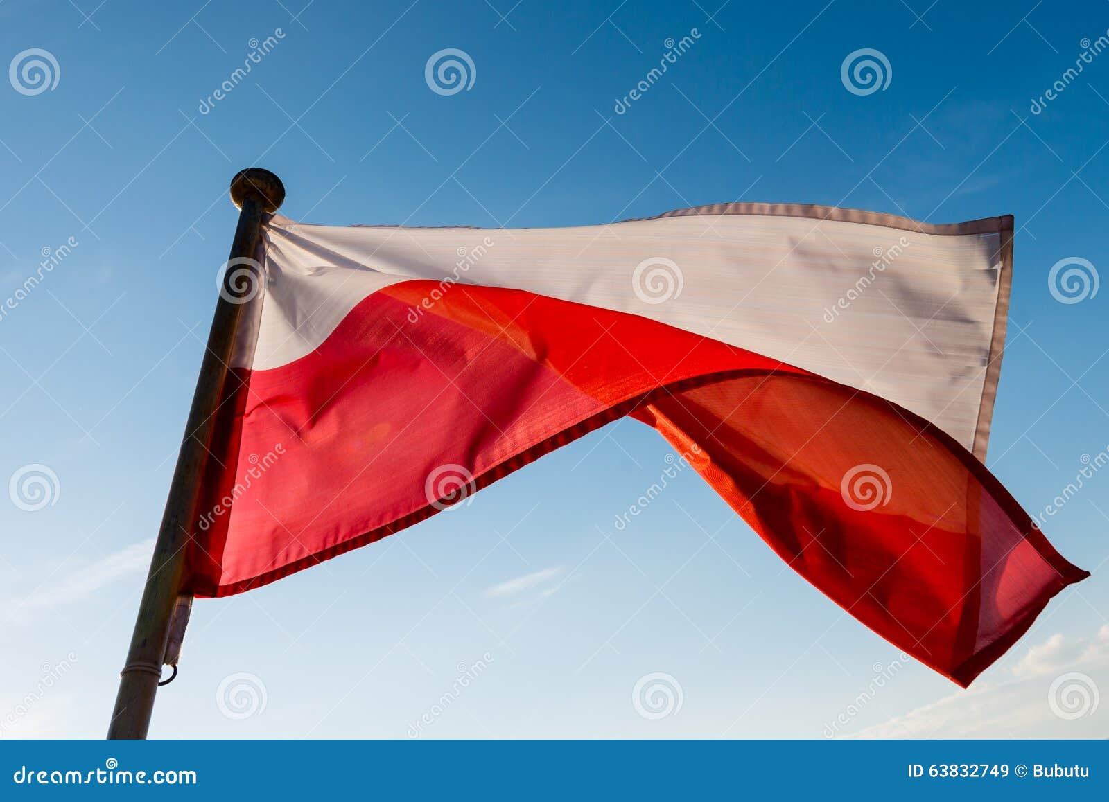 Polish Flag Waving While Sailing On A Yacht In The North Sea Royalty ...