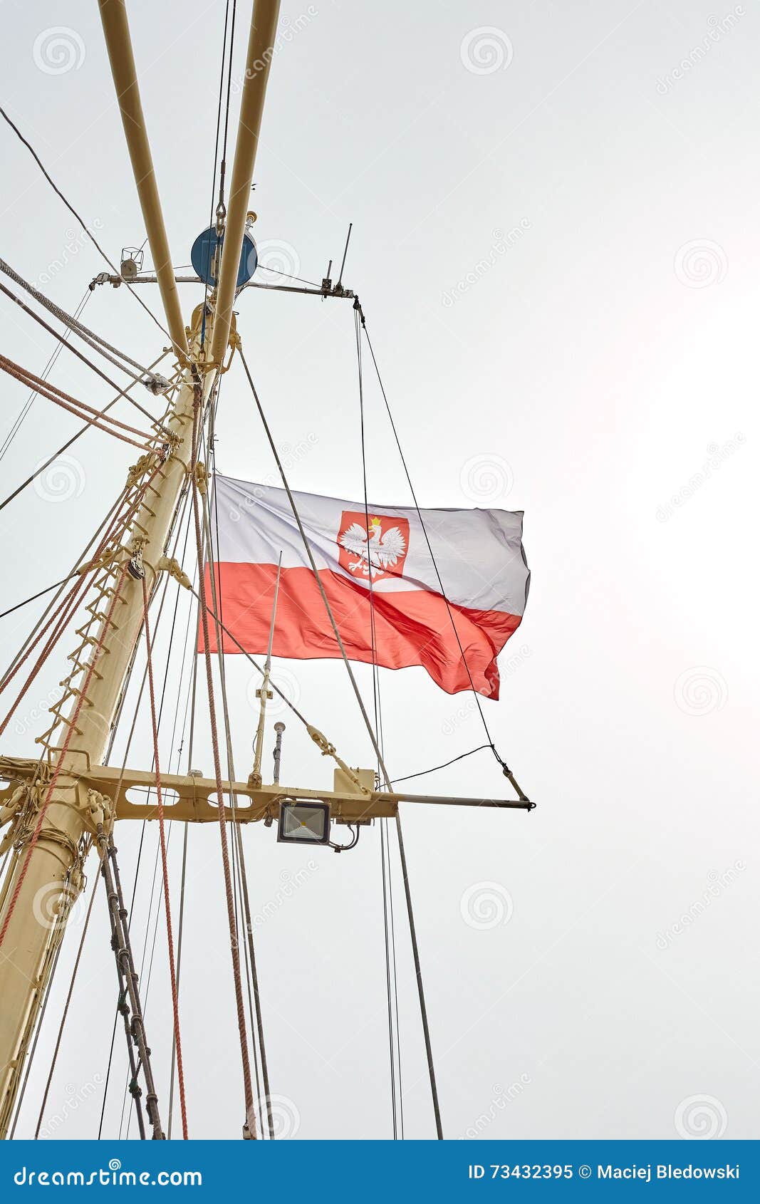 Polish Flag on a Sailing Ship Flagpole Stock Image - Image of flagpole ...