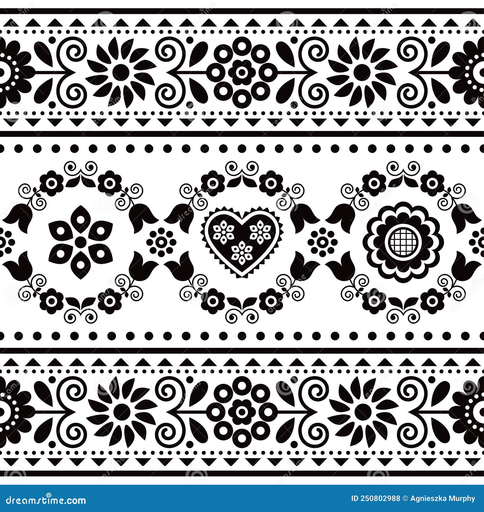 Polish Ethnic Vector Seamless Embroidery Pattern with Floral Motif ...