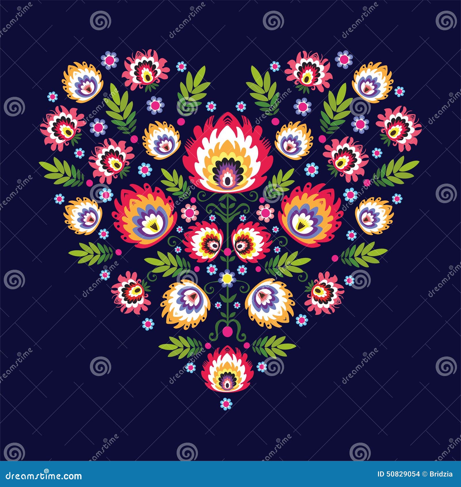Polish folk heart stock vector. Illustration of heart - 50829054