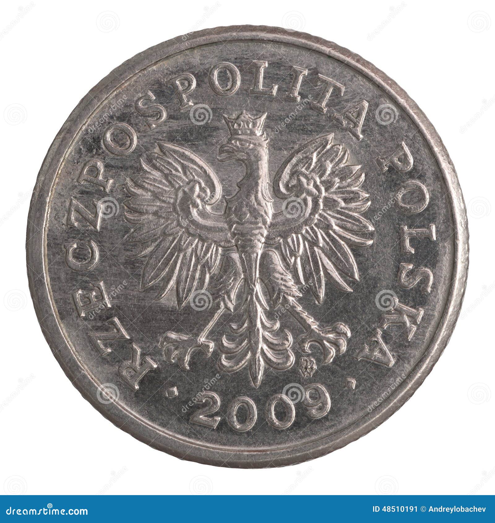 Polish 20 groszy coin stock image. Image of round, single - 48510191