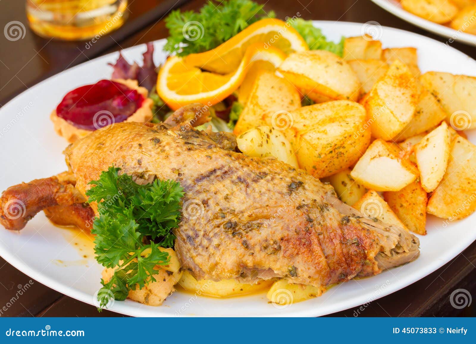 Polish National Dish - Duck with Apples and Potato Stock Image - Image ...